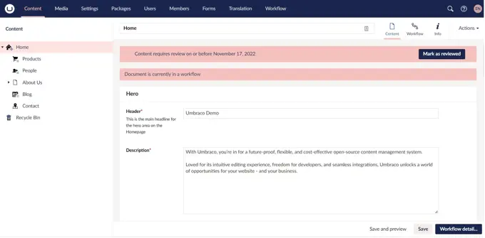 Umbraco Workflow for Umbraco CMS