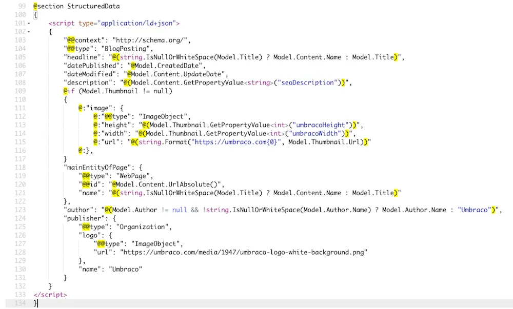 How to implement Schema markup in Umbraco
