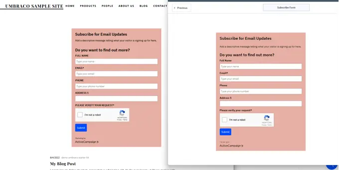 Integrating Umbraco CMS and Forms with ActiveCampaign