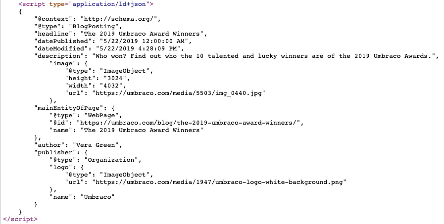 How to implement Schema markup in Umbraco